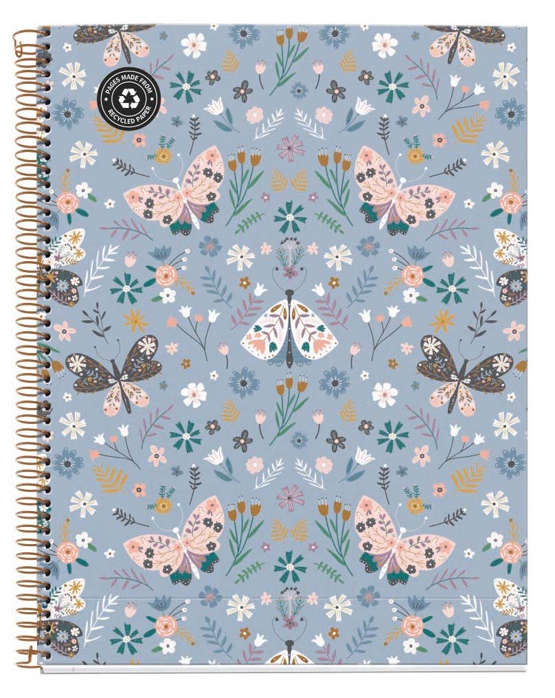 Sveska sa spiralom A4 BLUE BUTTERFLY (na linije) - | Knjižare Vulkan