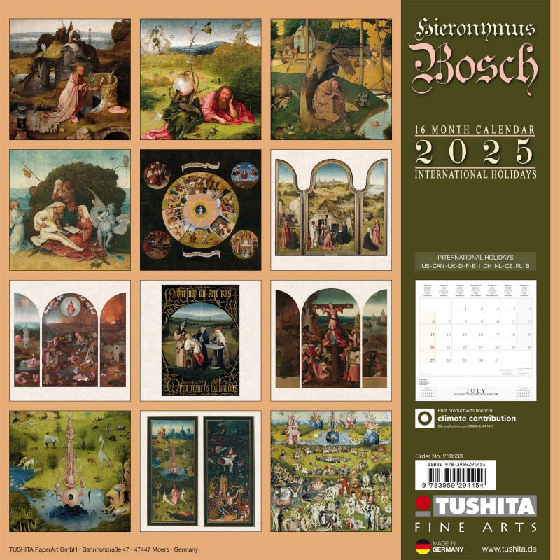 Zidni kalendar HIERONYMUS BOSCH 2025 - | Knjižare Vulkan