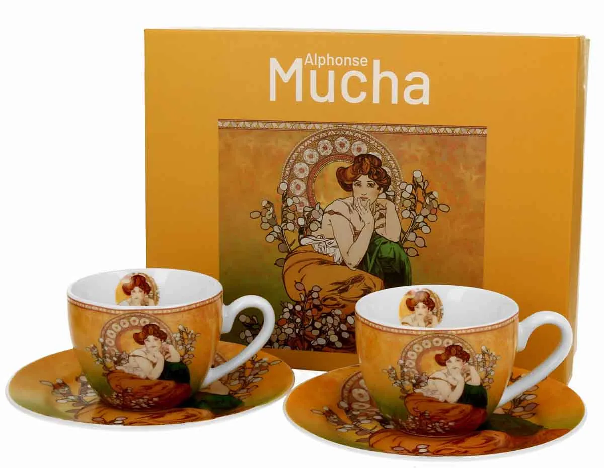 Set dve espreso šolje sa tacnama TOPAZ - A. MUCHA - | Knjižare Vulkan