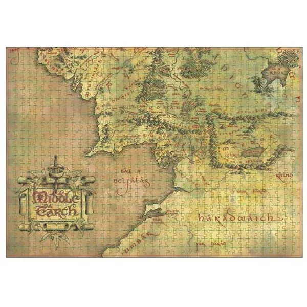 LORD OF THE RINGS Puzzle Middle Earth Map - 1000kom - | Knjižare Vulkan
