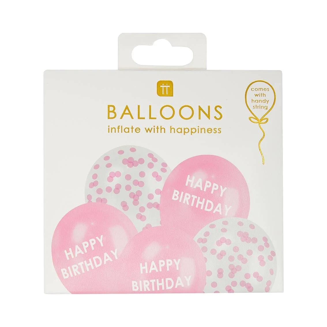 Baloni sa konfetama HAPPY BIRTHDAY PINK 5 kom - | Knjižare Vulkan