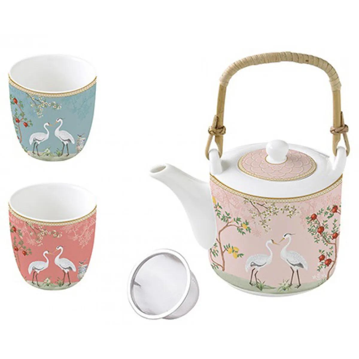 Porcelanski set - čajnik sa metalnim infuzerom i dve šolje - | Knjižare ...