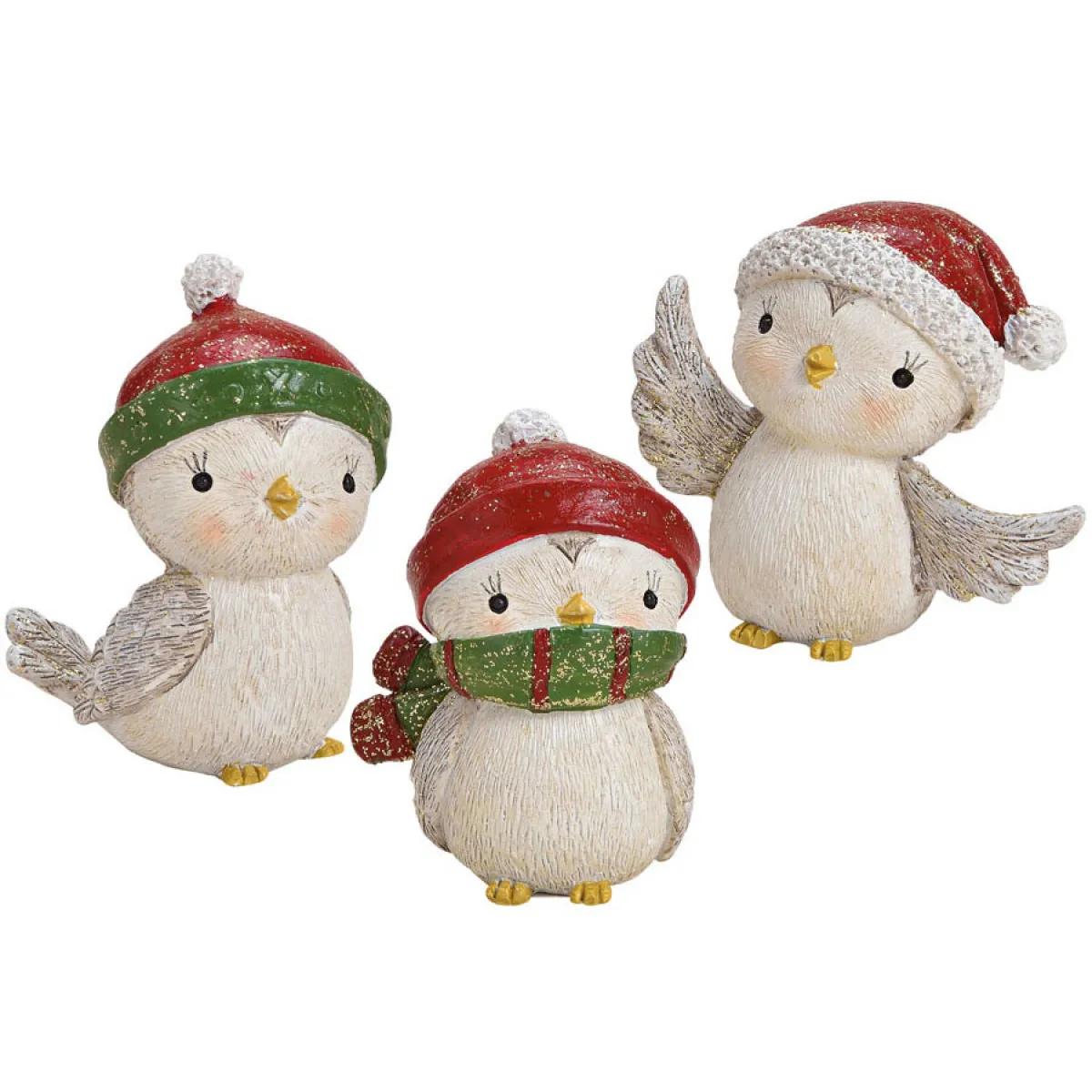 Novogodišnja figura PTIČICA SA ZIMSKOM KAPOM 7cm / 3 vrste - | Knjižare ...
