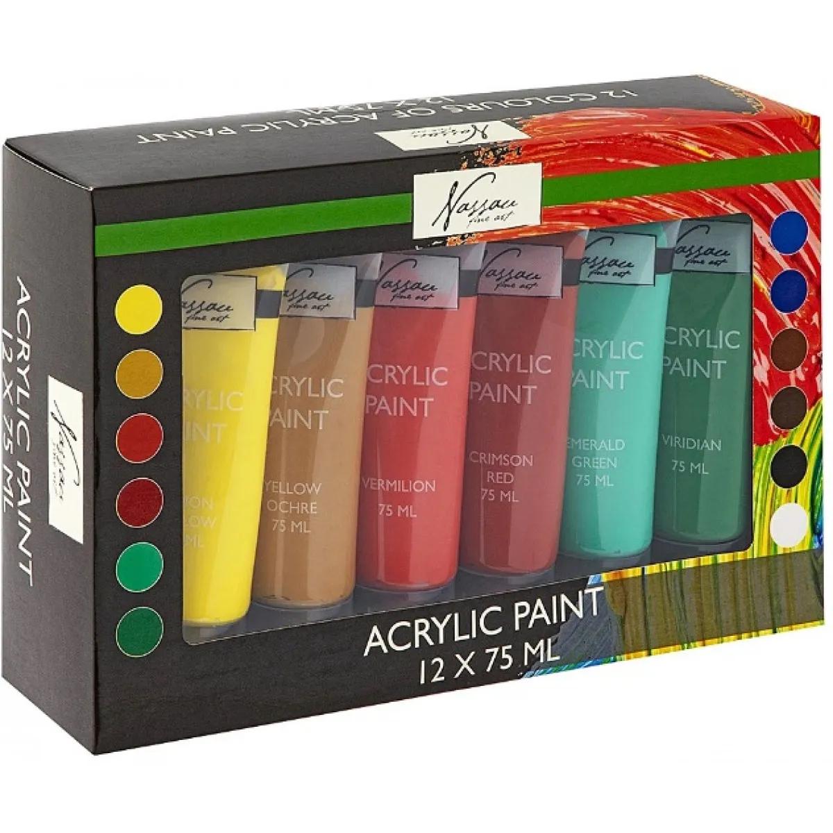 Akrilne boje NASSAU 12x75ml - | Knjižare Vulkan