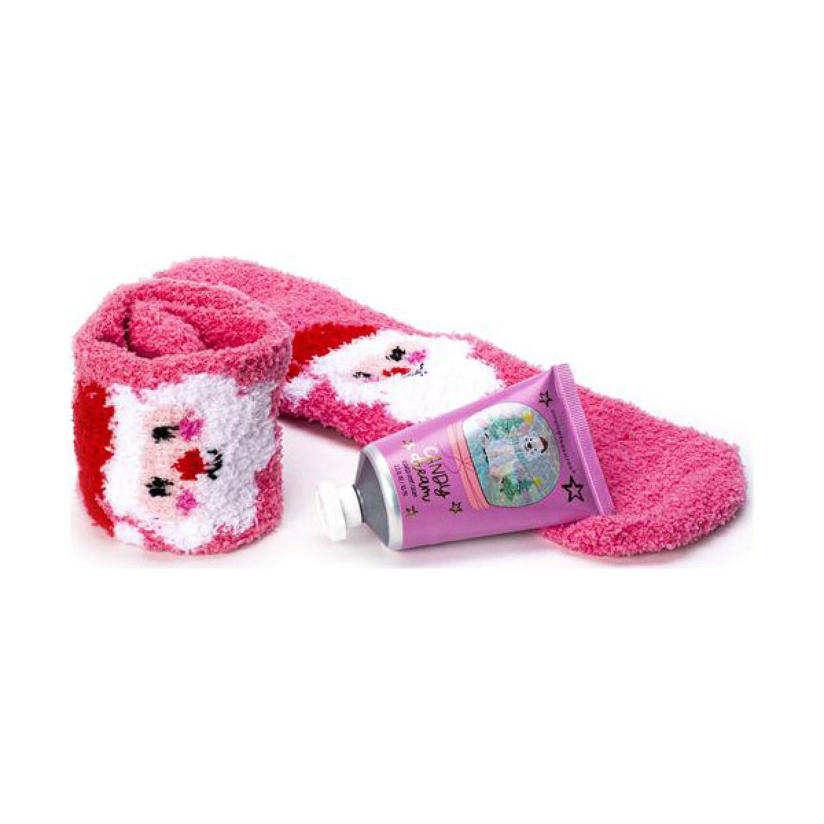 Novogodišnji poklon set, čarape i krema za stopala DEDA MRAZ Roze ...