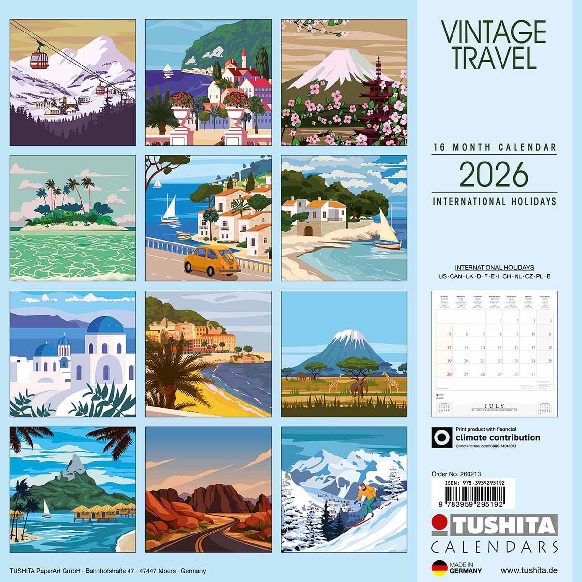 Zidni kalendar 2026 VINTAGE TRAVEL - | Knjižare Vulkan